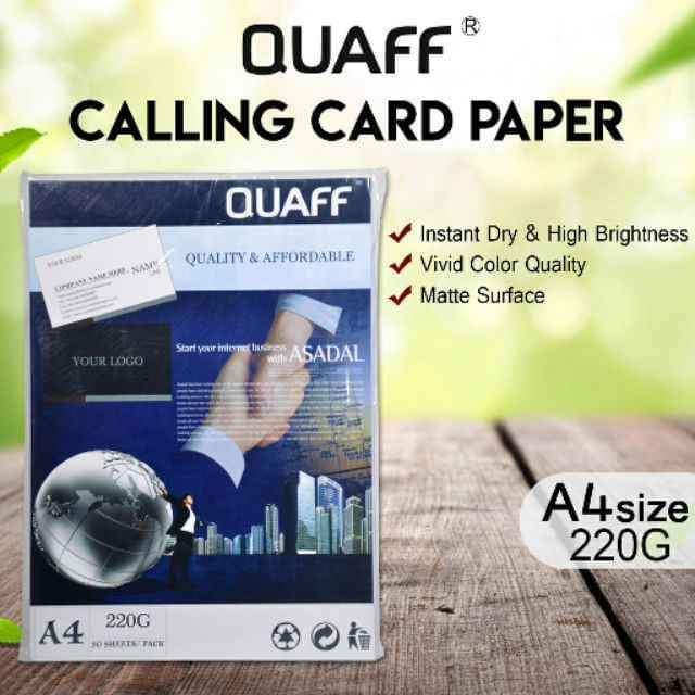 A4 Size QUAFF Calling Card Paper Matte Double Sided 220gsm & 250gsm ...