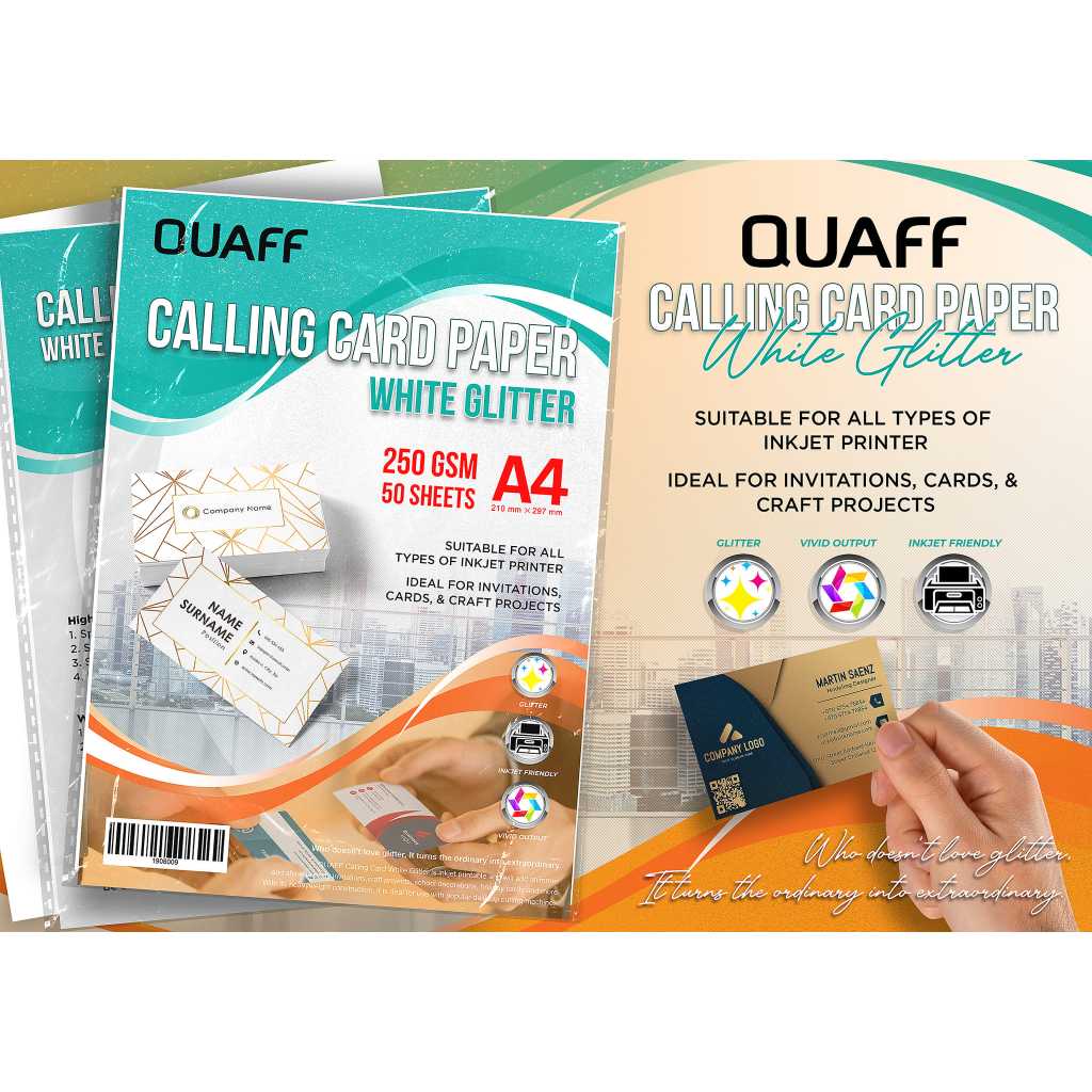 QUAFF CALLING CARD PAPER 250GSM A4 WITH GLITTER 50sheets | Shopee ...