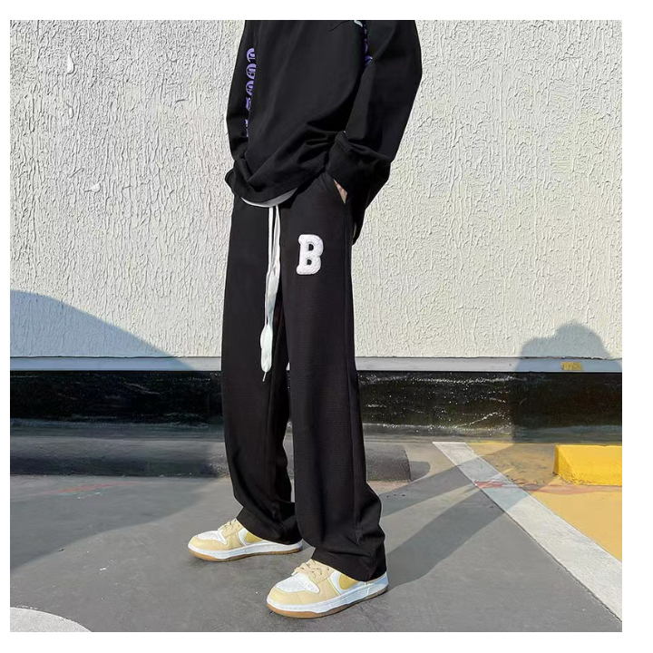Slocks pants loose straight cut pants Korean sweatpant wide leg baggy ...