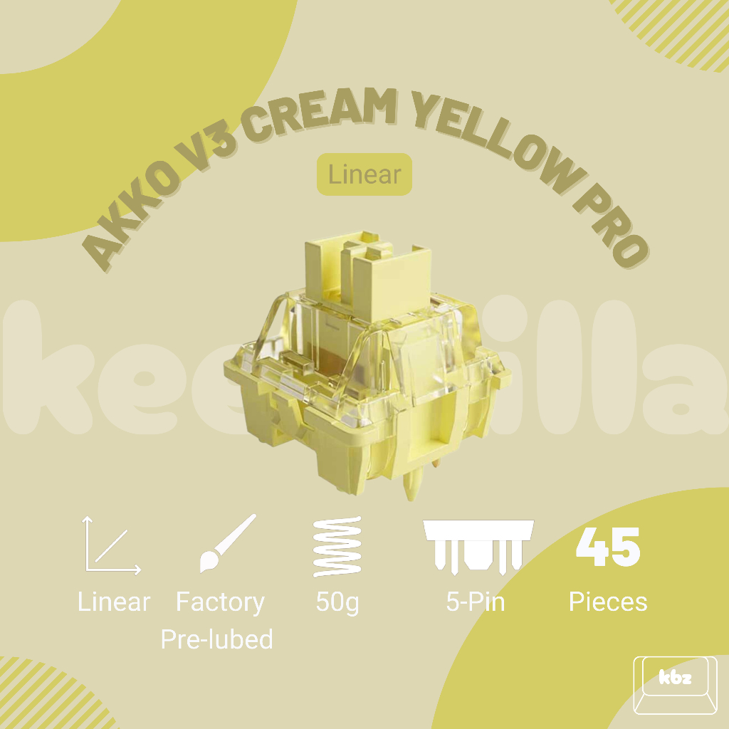 Akko v3 Cream Yellow Pro Linear Switch Mechanical Keyboard Switch 5 ...