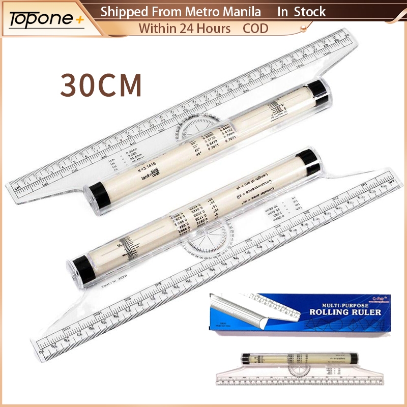 Clear Rolling Parallel Ruler 30cm Multi-purpose Drawing Rolling Ruler ...
