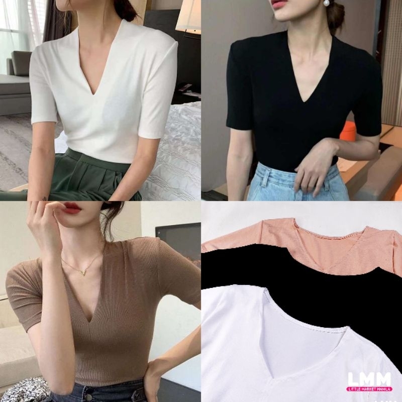 women fashion vneck short sleeves full length top bangkok tops korean ...