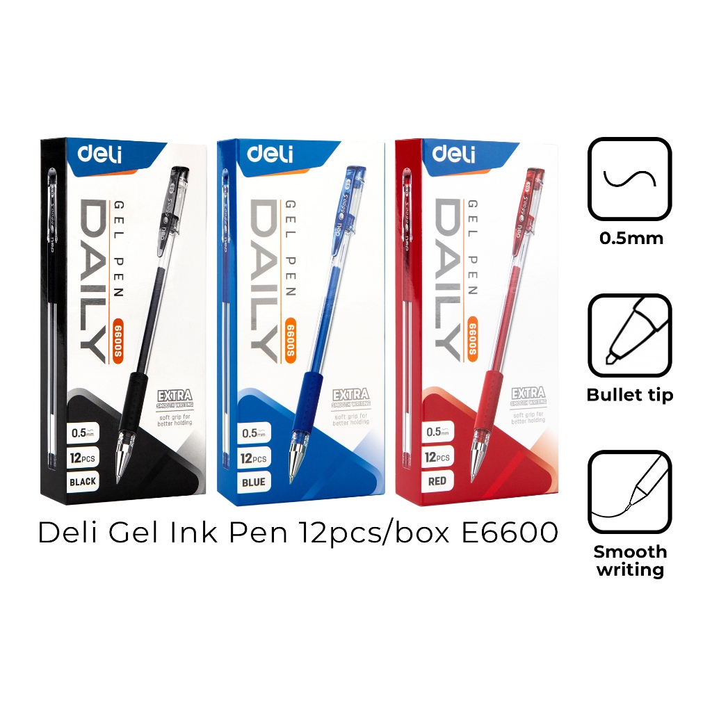 Deli E6600 Gel Ink Pen 0.5mm 12pcs/box [7711E6600P12] | Shopee Philippines
