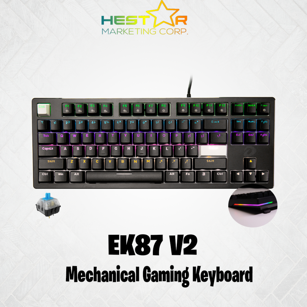 Dareu EK87 V2 Wired Rainbow Mechanical Keyboard Blue Sw (Black ...