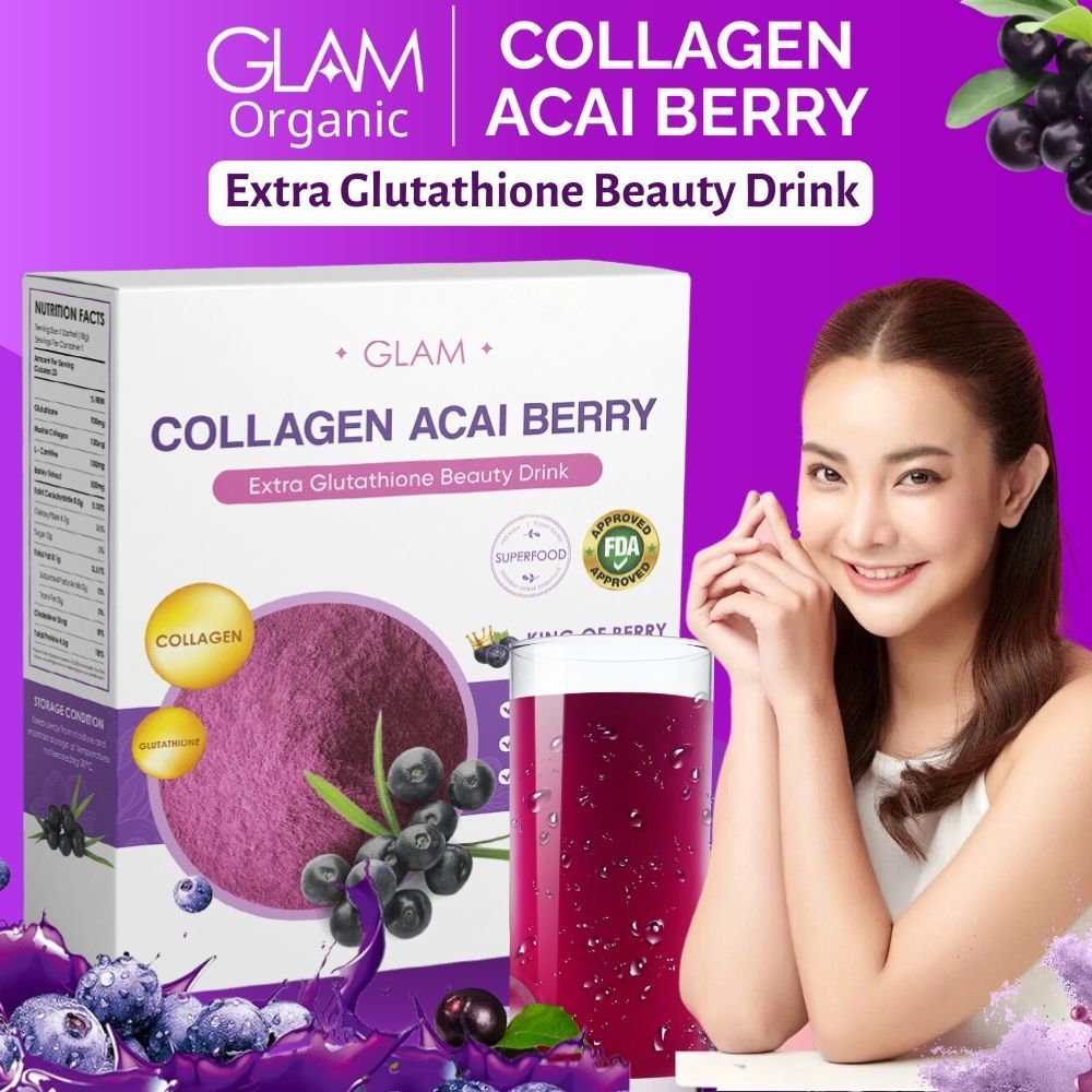 Glam Collagen Acai Berry Powder Extra Glutathione Anti-Aging 100% ...