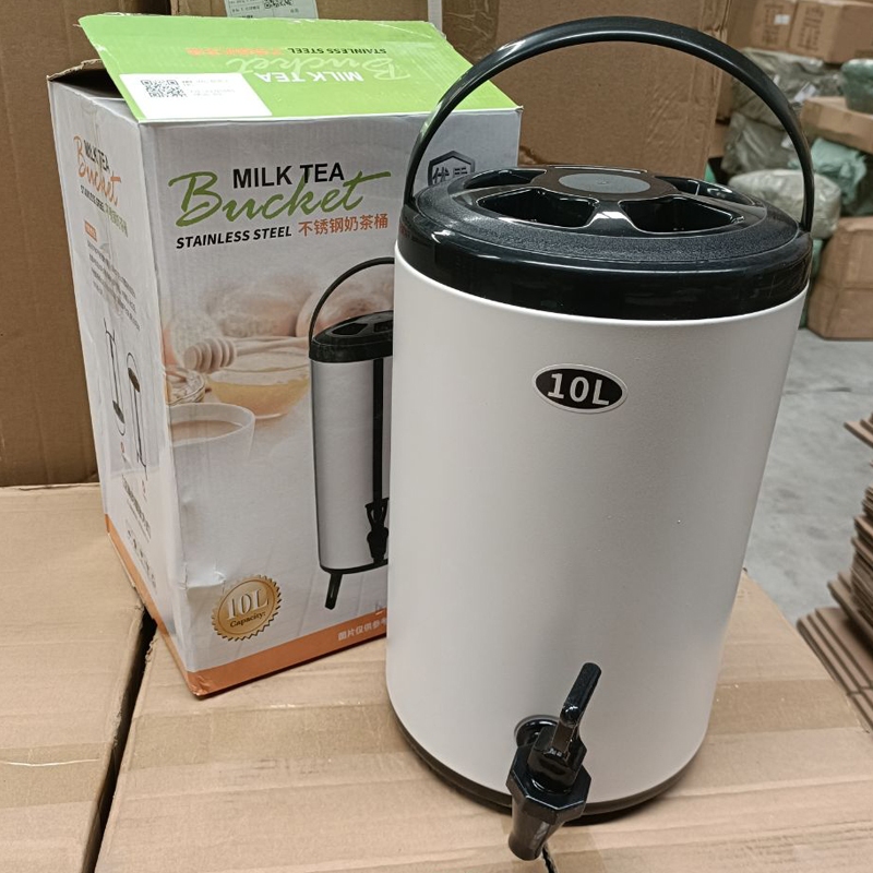 8L Milk Tea Bucket Barrel Container Water Jug Dispencer Stainless Steel ...