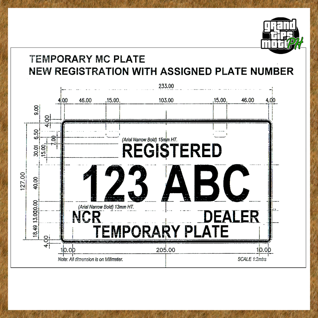 TEMPORARY MC PLATE NEW REGISTRATION WITHOUT ASSIGNED PLATE NUMBER (NEW ...