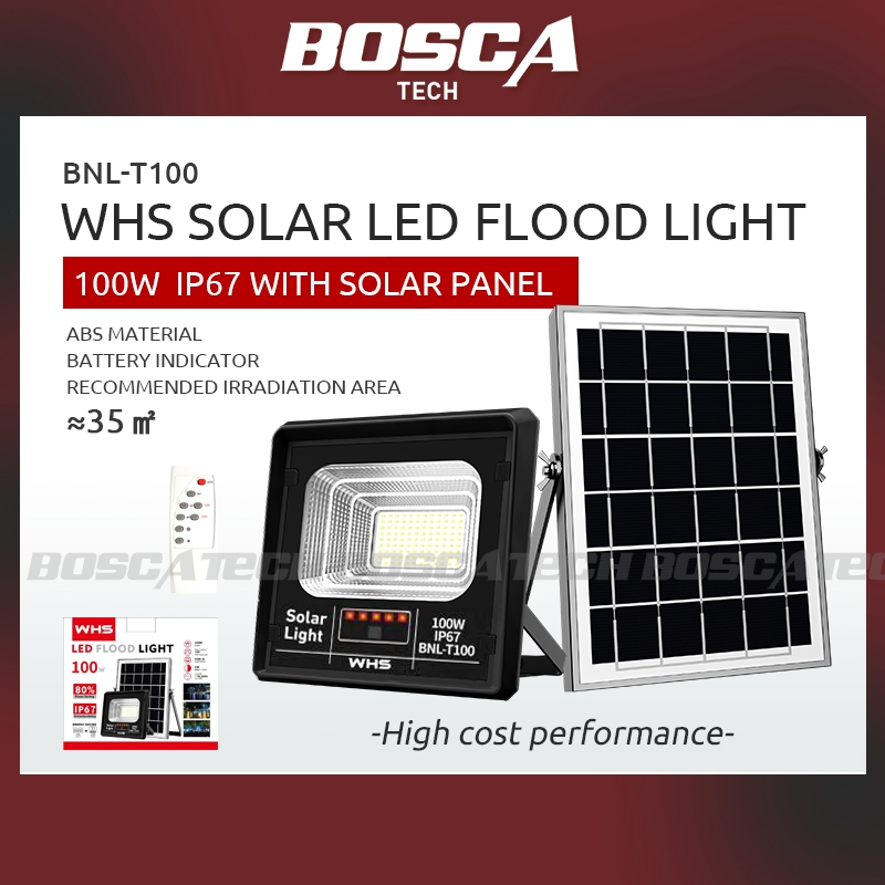 WHS Solar LED Flood Light IP67 BNL-T100 solar flood light with remote ...