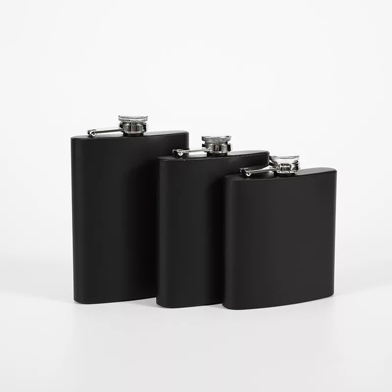 Stainless Steel Matte Black Finished Wine Flask Hip Flask 6oz 7oz 8oz ...