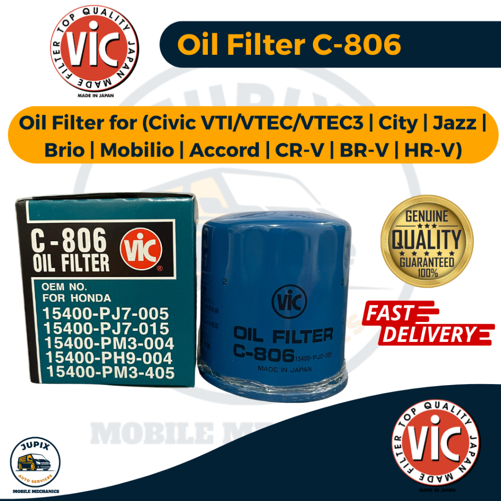 VIC Oil Filter C-806 for Civic | City | Jazz | Brio | Mobilio | Accord | CR-V | BR-V | HR-V ...