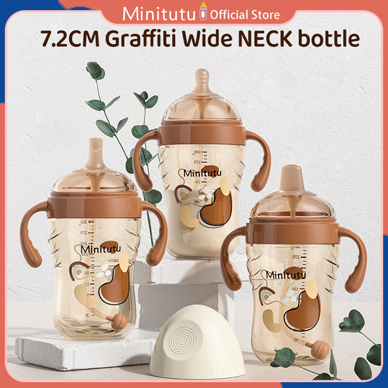 Minitutu 7.2cm Wide neck Graffiti Series PPSU Material Feeding Bottle for Baby Anti-Colic BPA ...