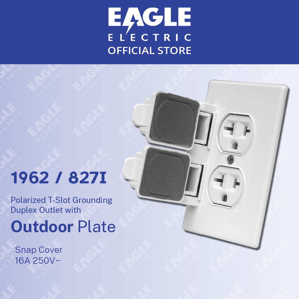 EAGLE 1962/827I Snap Cover Outdoor Polarized T-Slot Grounding Duplex ...