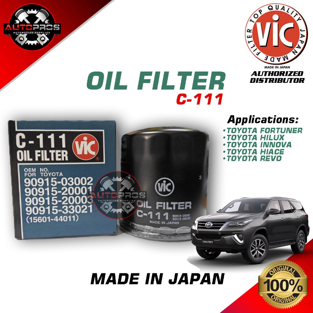 VIC C-111 Oil Filter for Toyota Revo, Fortuner, Hiace, Hilux, Innova ...
