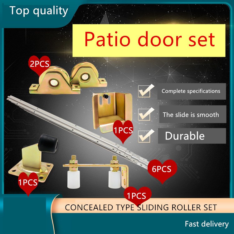 Sliding Gate U-Groove Hardware Set (Rollers, Tracks, Stopper, Catcher ...