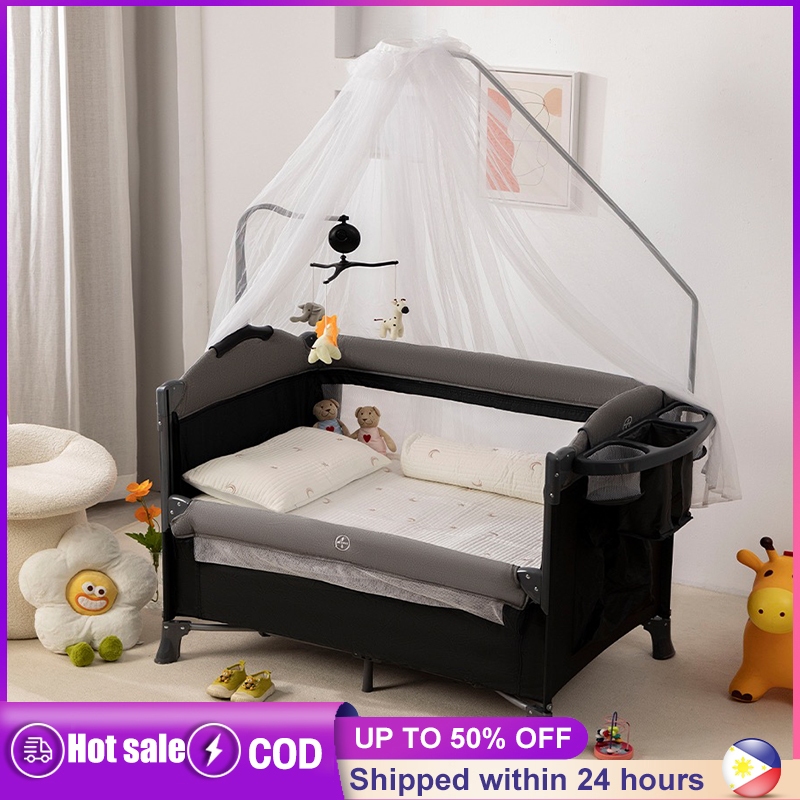 Baby Crib With Mosquito Net Foldable Baby Crib and Playpen 2 layer Crib ...