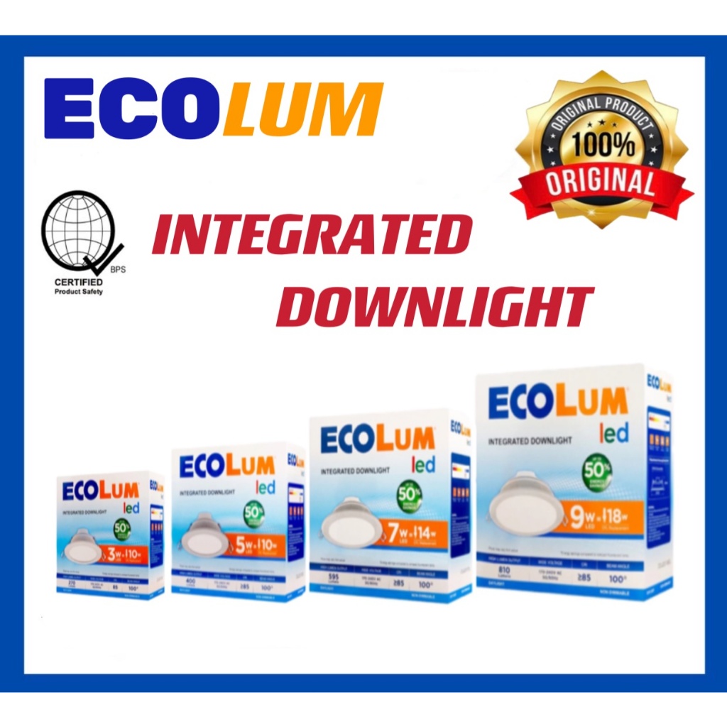 ECOLUM LED INTEGRATED DOWNLIGHT 3W" 5W" 7W" 9W" DAYLIGHT+ | Shopee ...