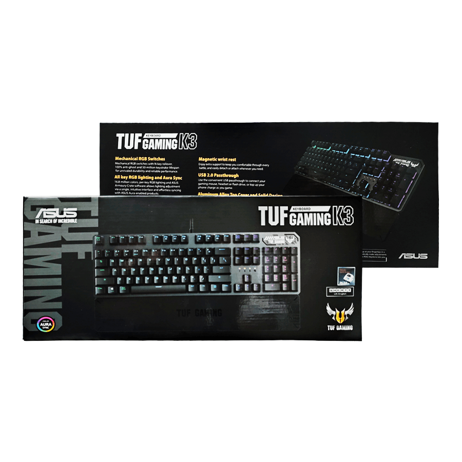 ASUS Tuf Gaming K3 RGB Mechanical Keyboard / N Key Rollover Media Keys ...