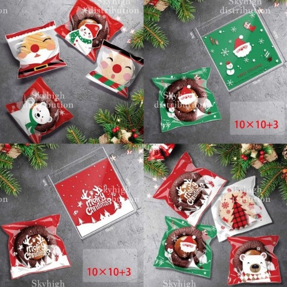 100pcs Christmas Design Resealable OPP Plastic Packaging Self-Adhesive ...