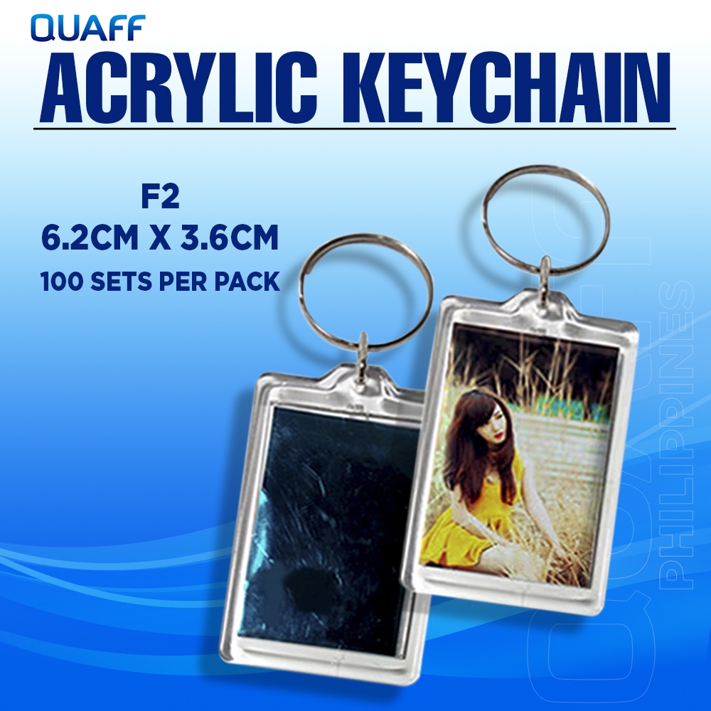 QUAFF Acrylic Keychain F2 Rectangle Photo Insert Keychain (100 sets per pack) | Shopee Philippines