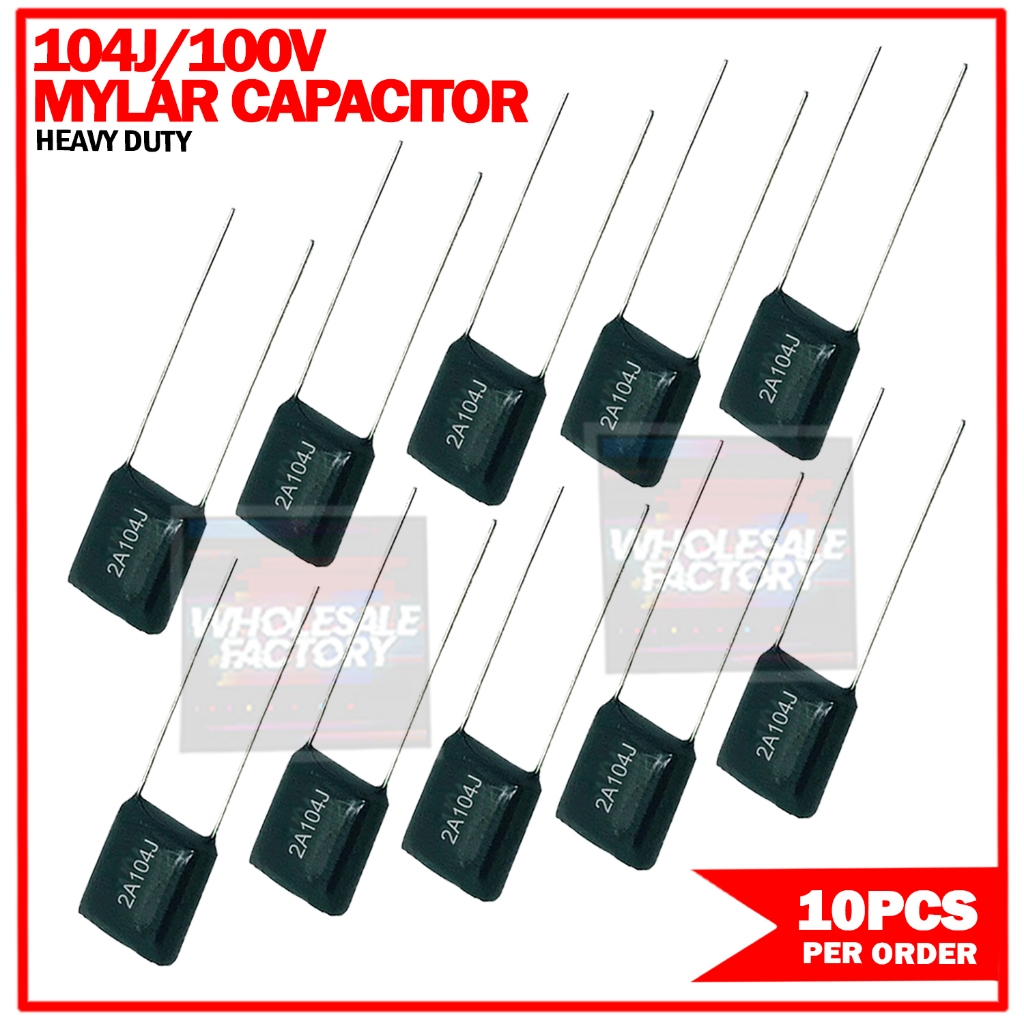 10PCS Mylar Film Capacitor 100V 2A104J Polyester Film capacitor ...