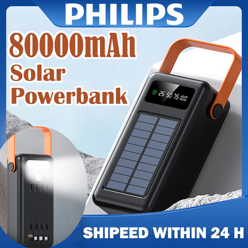 PHILIPS Original 80000mAh powerbank Outdoor Solar Power Bank Portable ...