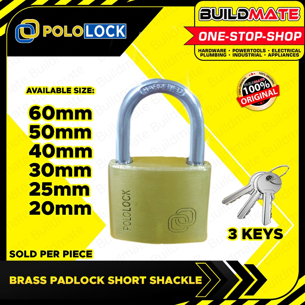 BUILDMATE Pololock Brass Padlock SHORT Shackle 20MM - 60MM Anti-Theft ...