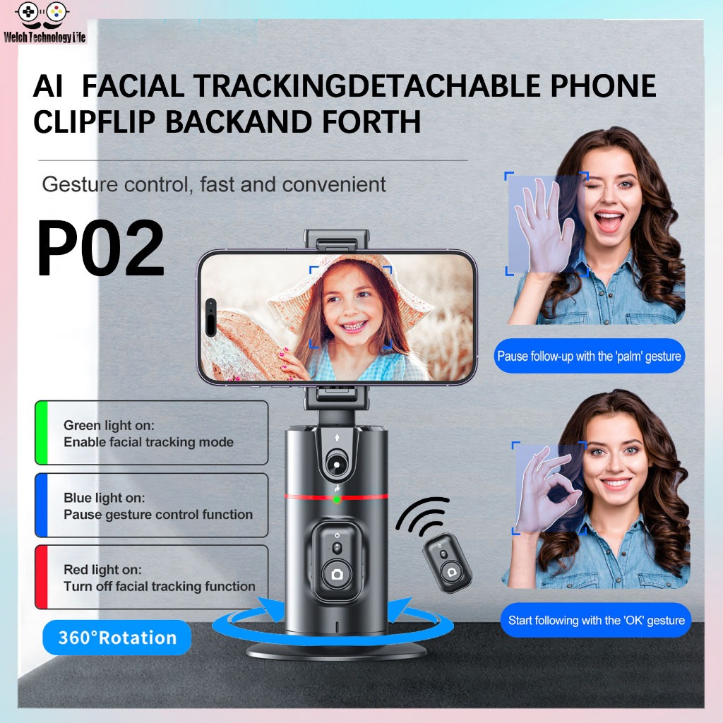 New P02 gimbal automatic 360°tripod Smart Face Tracking Phone Holder gimbal stabilizer for phone ...