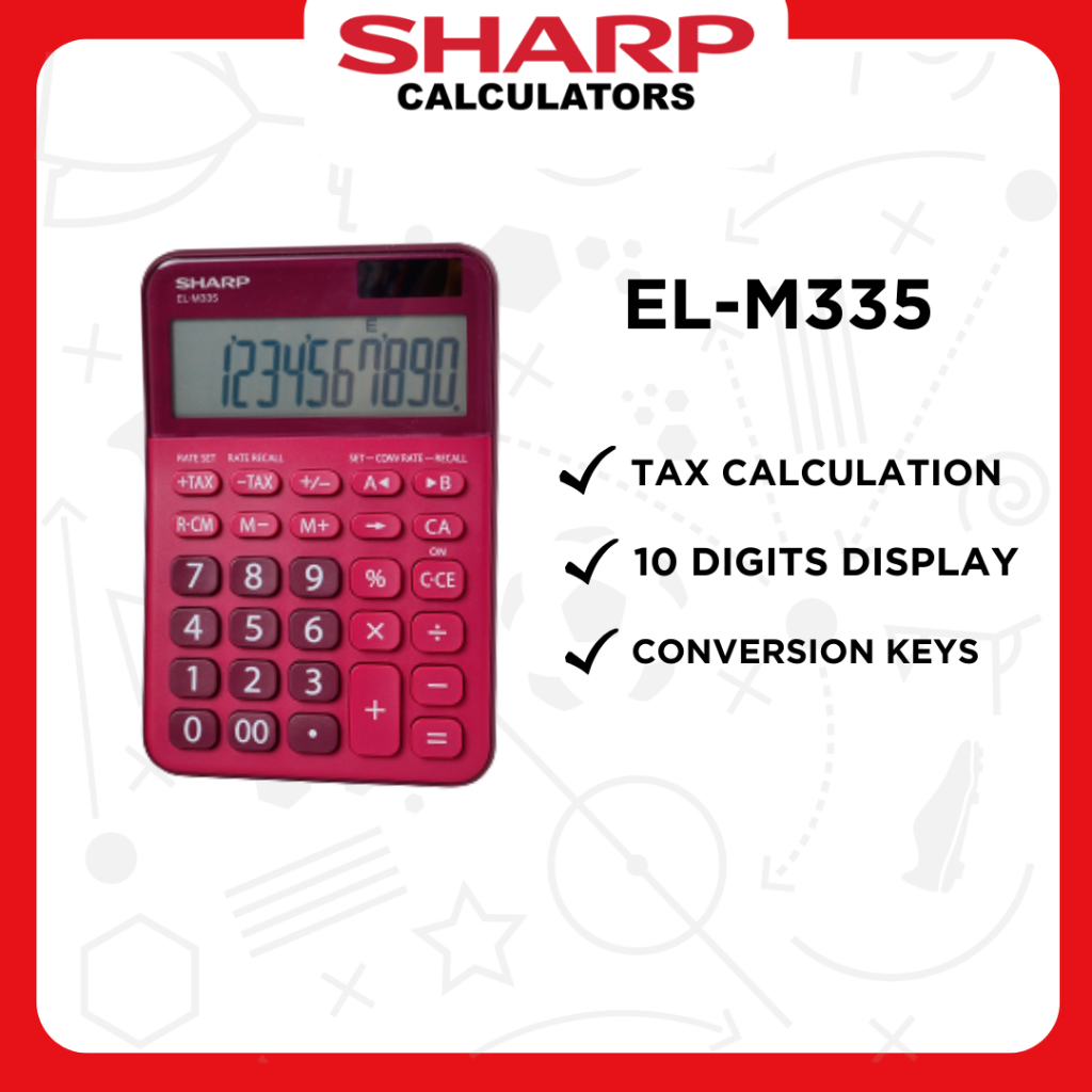 Sharp Calculators EL-M335 10 Large Digit Display Double Zero Key Semi ...