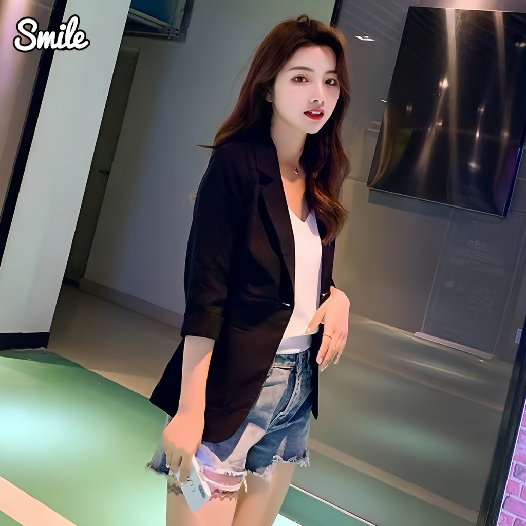 Smile womanswear 3/4 sleeves V-neck jackets plus size suit coats for ...