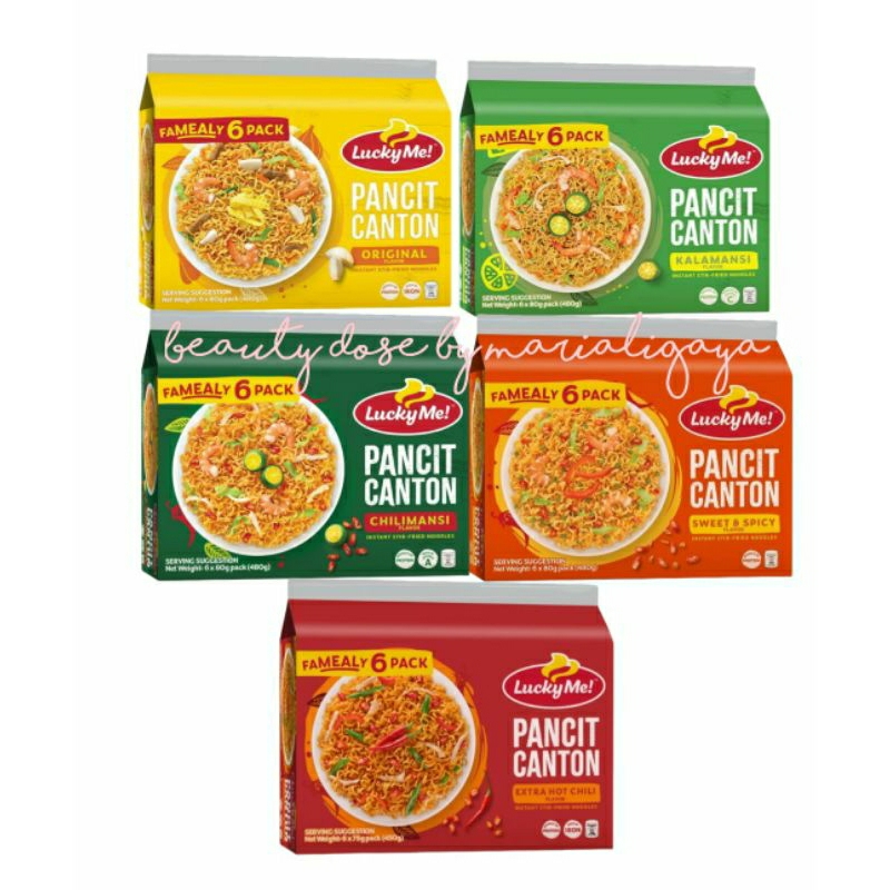 LUCKY ME PANCIT CANTON ORIGINAL, KALAMANSI, CHILIMANSI, SWEET AND SPICY ...