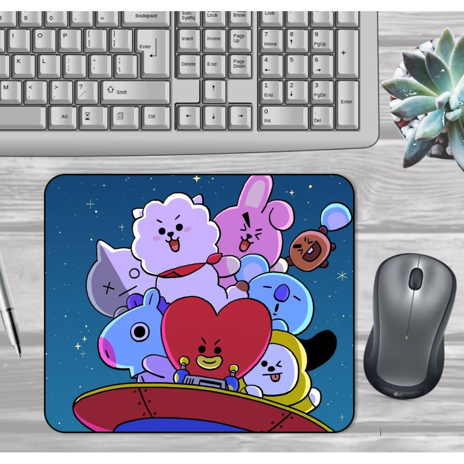 NEW BT21 Mouse pad COMPUTER MM 7x8.5 inches 3mm Printed Rubber | Shopee ...