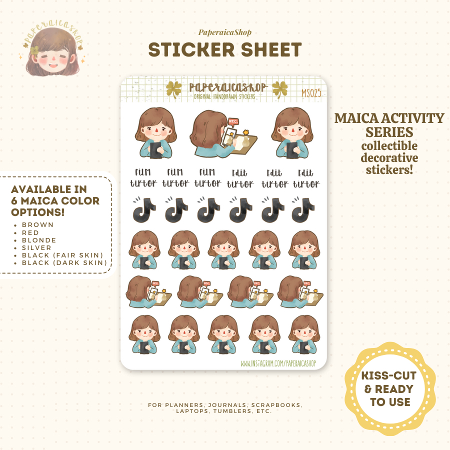Cute Content Creator Stickers, Girl Stickers, Vlog Stickers | MS025 ...