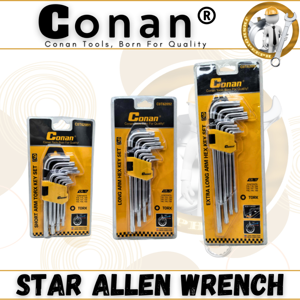 Jrshopeeph Conan Star Allen Wrench T10-T50 with Variation Cr.V High ...