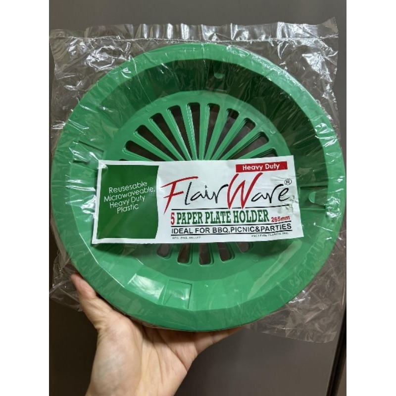 Flairware Paper Plate HOLDER GREEN 5s Re-Useable with 4 Hooks to hold ...