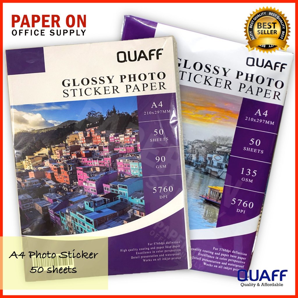 QUAFF Photo Sticker paper A4 90gsm/135gsm (50 sheets) | Shopee Philippines