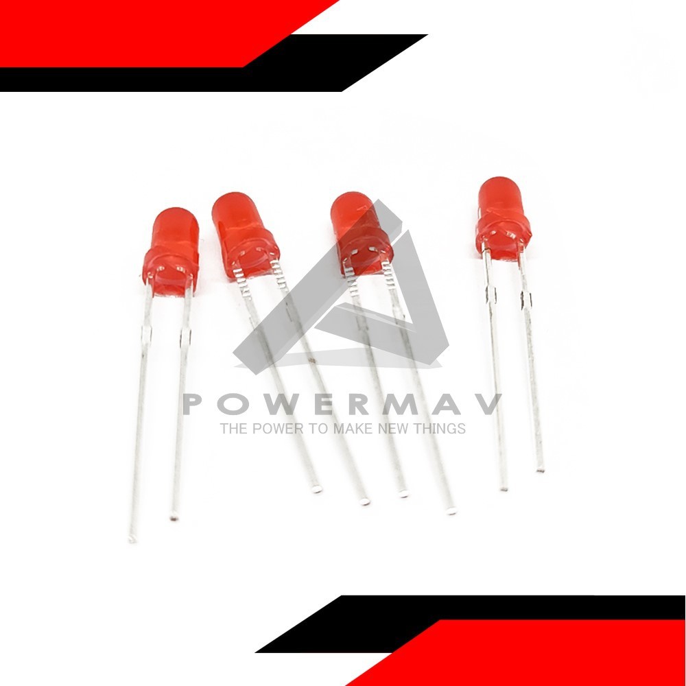4pcs 3mm led red Light Emitting Diode 3V DC for pcb breadboard arduino ...