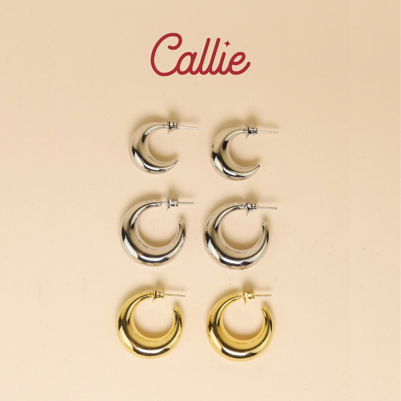 Callie Chunky Collection 14k Gold Plated Calista Chunky Hoop Stud ...