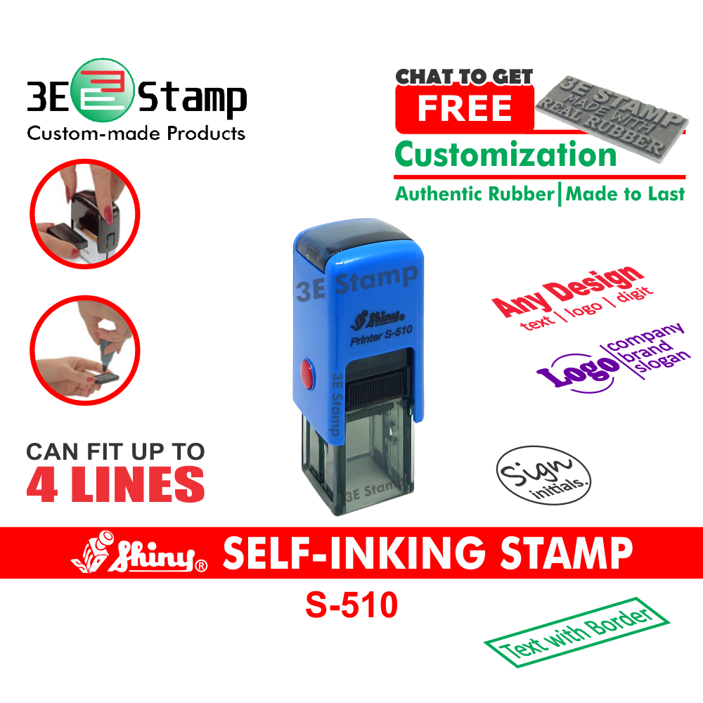 3E STAMP Shiny 510 / S510 / S-510 Self inking Logo Stamp for Personalized Signature Stamp ...