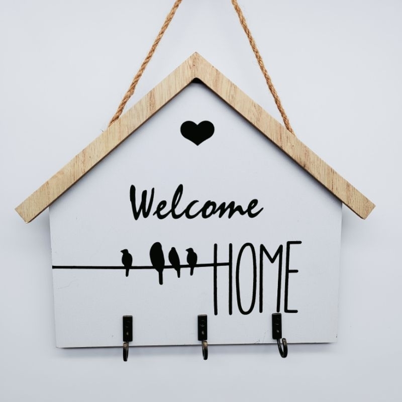 Welcome Home House Shape Key Holder Decorative Ker Rack Key Hanger ...