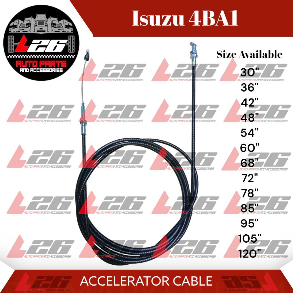 Isuzu 4BA1 Accelerator Cable 30" 36" 42" 48" 54" 60" 68" 72" 78" 85" 95 ...