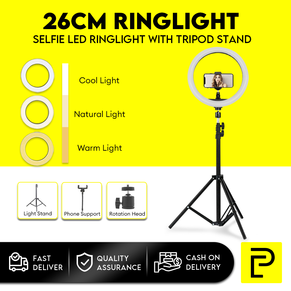 Popcorn 26CM LED studio lightwith Stand and Phone Holder Tripod Photo ...