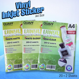 Quaff Vinyl Inkjet Sticker Waterproof A4 Size 22 Sheets Per Pack Semi ...