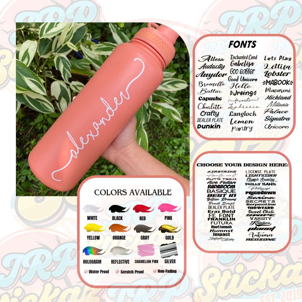 Customize name for Aqua flask tumbler | Decals sticker | Waterproof ...