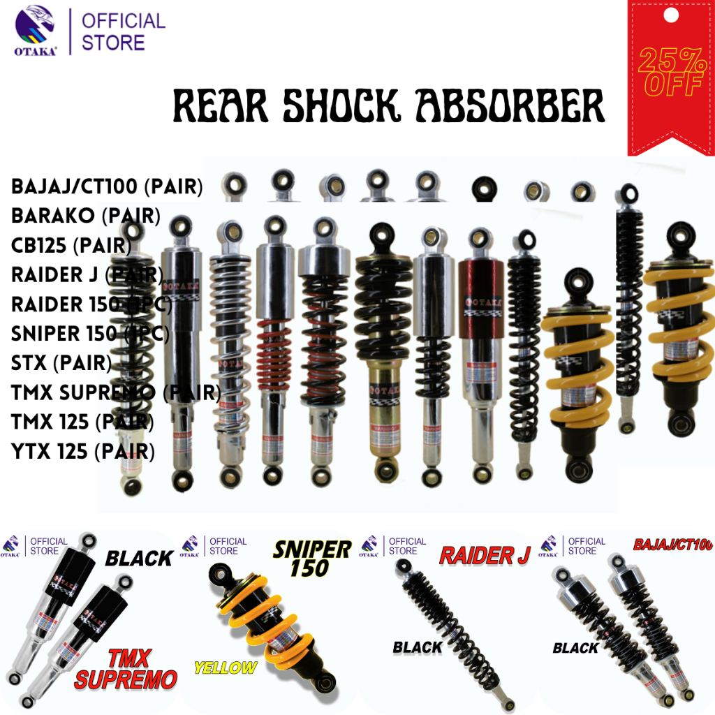REAR SHOCK ABSORBER FOR RAIDER J, RAIDER 150, SNIPER 150, TMX 125, YTX ...