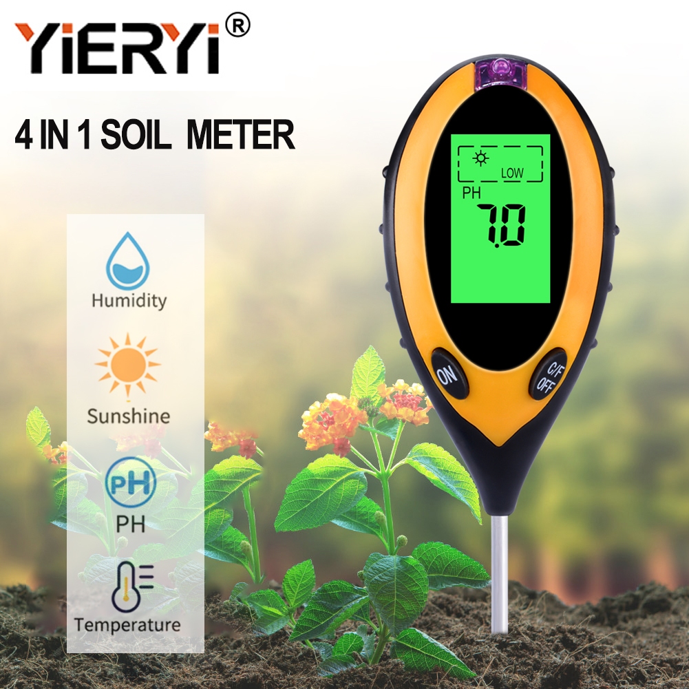 YIERYI 4 in 1 Soil pH Meter Soil Moisture Meter Soil Temperature Meter ...
