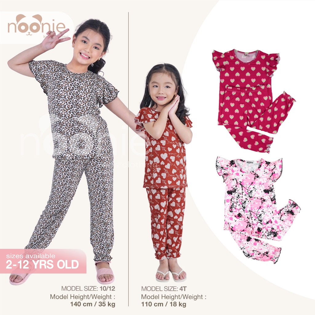 Noonie- Girls Terno (3-12Y) - Butterfly Sleeves & Jogger Pajama Set | Shopee Philippines