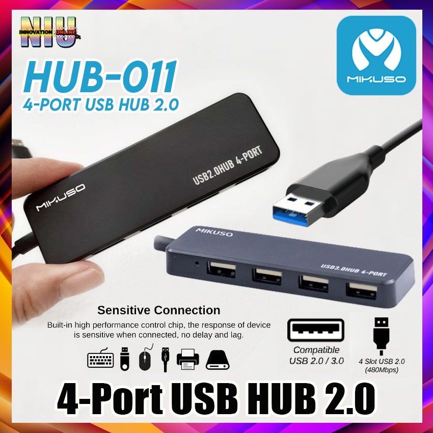 MIKUSO HUB-011 USB 2.0 Multi HUB Splitter 4-Port USB Charging Devices ...