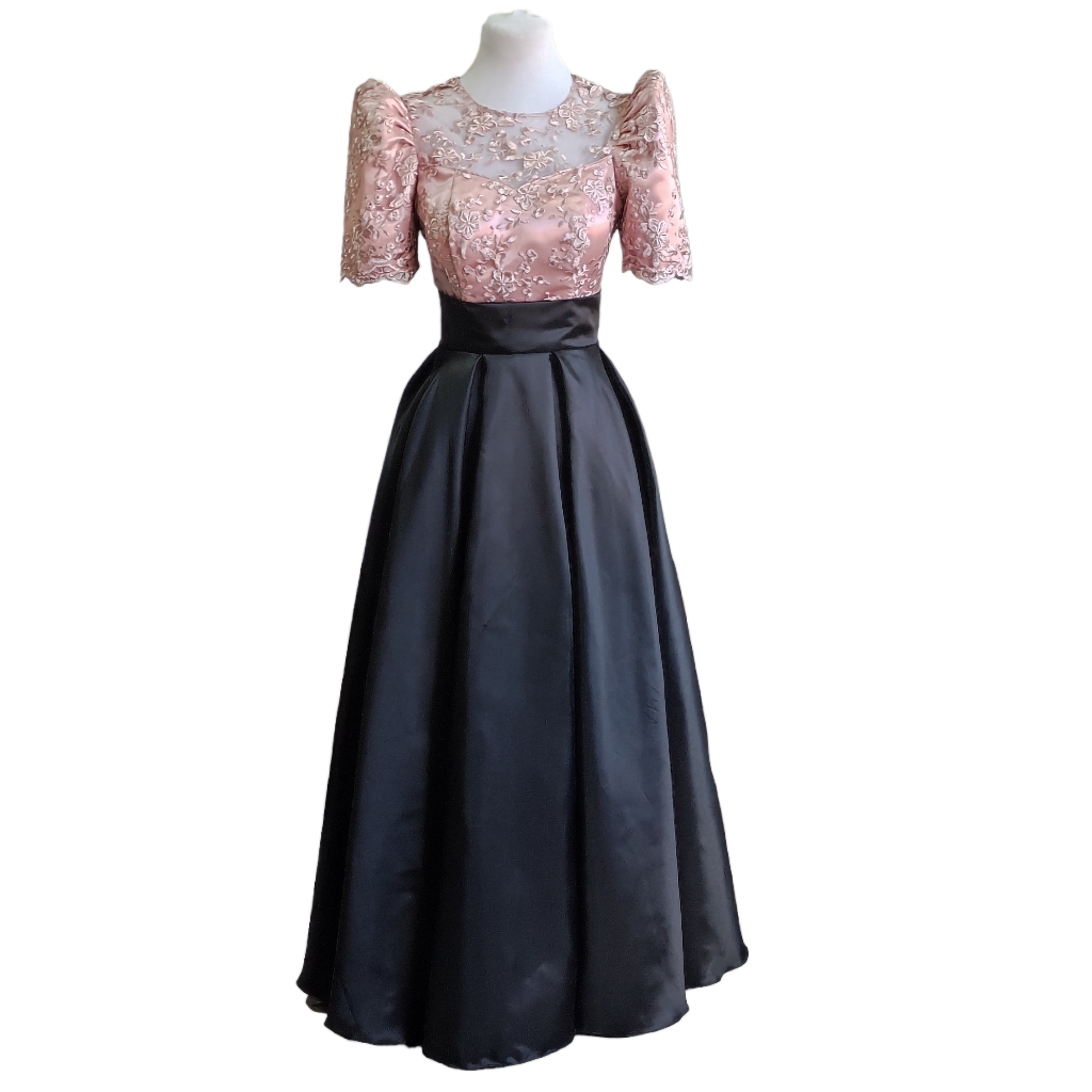 Modern Filipiniana dress made of lace top with box pleat skirt made of ...