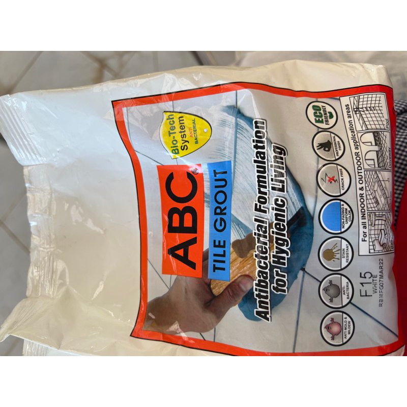 ABC Tile Grout F15 white 2kg Antibacterial | Shopee Philippines