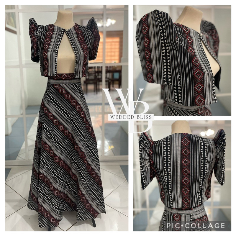 Modern Filipiniana Bolero & Skirt Set (Inabel Woven Fabric) | Shopee ...